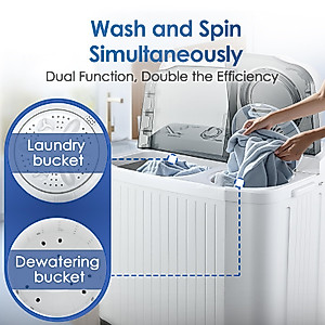 Anypro Portable Clothes Washing Machine, Twin Tub 28 Lbs Capacity Laundry Washer and Dryer Combo 2 In 1 Washer (18 Lbs) & Spinner (10 Lbs) for Apartments, Dorms, RV, Camping