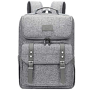 YALUNDISI Vintage Backpack Travel Laptop Backpack with usb Charging Port for Women & Men College Backpack Fits 15.6 Inch Laptop Grey