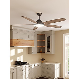 Amico Ceiling Fans with Lights, 52 inch Smart Ceiling Fan with Remote/APP/Alexa Control, Reversible DC Motor, 5 Blades, 6 Speeds, 3CCT, Dimmable, Noiseless, Wifi Ceiling Fan for Bedroom, Farmhouse