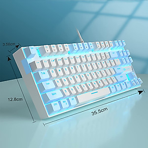 MageGee 75% Mechanical Gaming Keyboard with Red Switch, LED Blue Backlit Keyboard, 87 Keys Compact TKL Wired Computer Keyboard for Windows Laptop PC Gamer - White/Blue