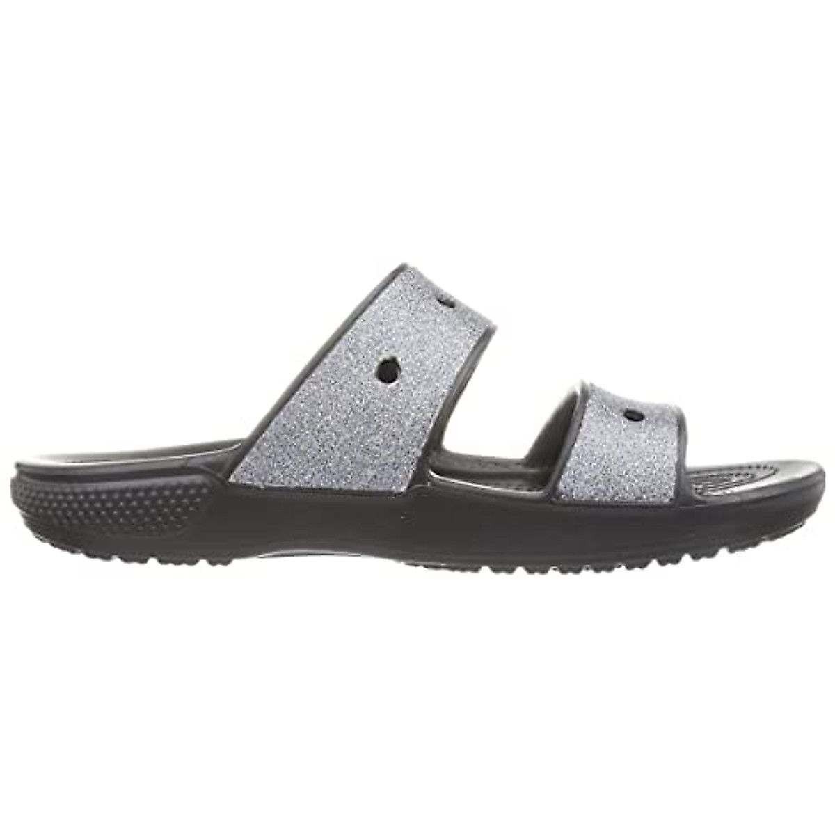 Crocs Unisex Classic Graphic Two-Strap Slide Sandals, Black/Black, 9 US Women