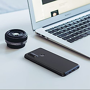 Dioxide Compatible for TCL 4X 5G Phone Case with Screen Protector, Soft TPU Silicone Case Shockproof Non-Slip Camera Protective Case Slim Cover for TCL 4X 5G Phone Case, Black