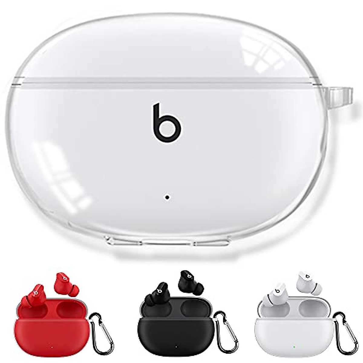 Soft TPU Transparent Case for Beats Studio Buds Case 2021, Shockproof Case Warterproof Case Cover Protective Case with Keychain (Transparent)