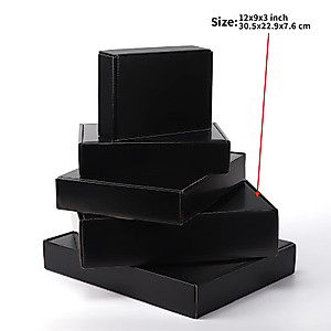 EXYGLO Shipping Cardboard Boxes for Small Business, Packing and Mailing, 12x9x3 - Pack of 20, Black