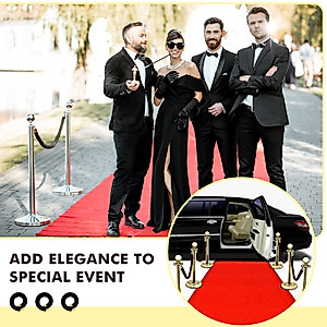 6 Pack Velvet Stanchion Rope, 5 Feet Crowd Control Stanchion Ropes Safety Barrier with Gold Plated Hook for Carpet Events Movie Theaters Grand Openings Hotels Party (Black,6 Pcs)