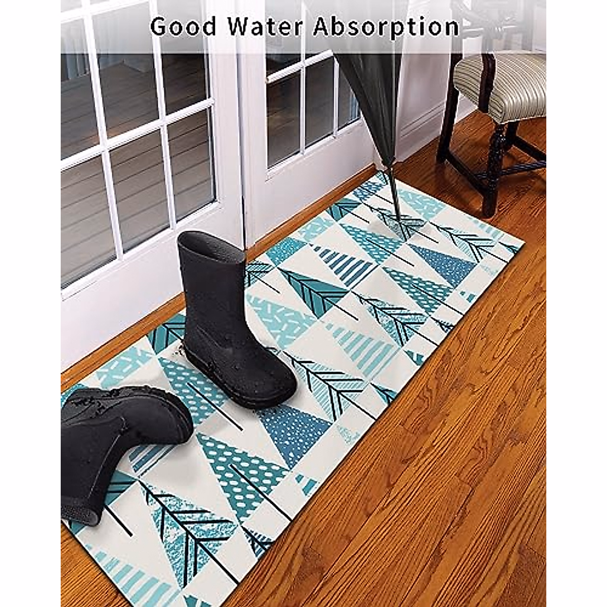 Welcome Mats, Christmas Simple Pine Tree Tile Pattern Door Mat, Non-Slip Absorbent Large 20x47 Inch Outdoor Indoor Mat Low-Profile Floor Mat Doormat for Entryway/Patio/Garage