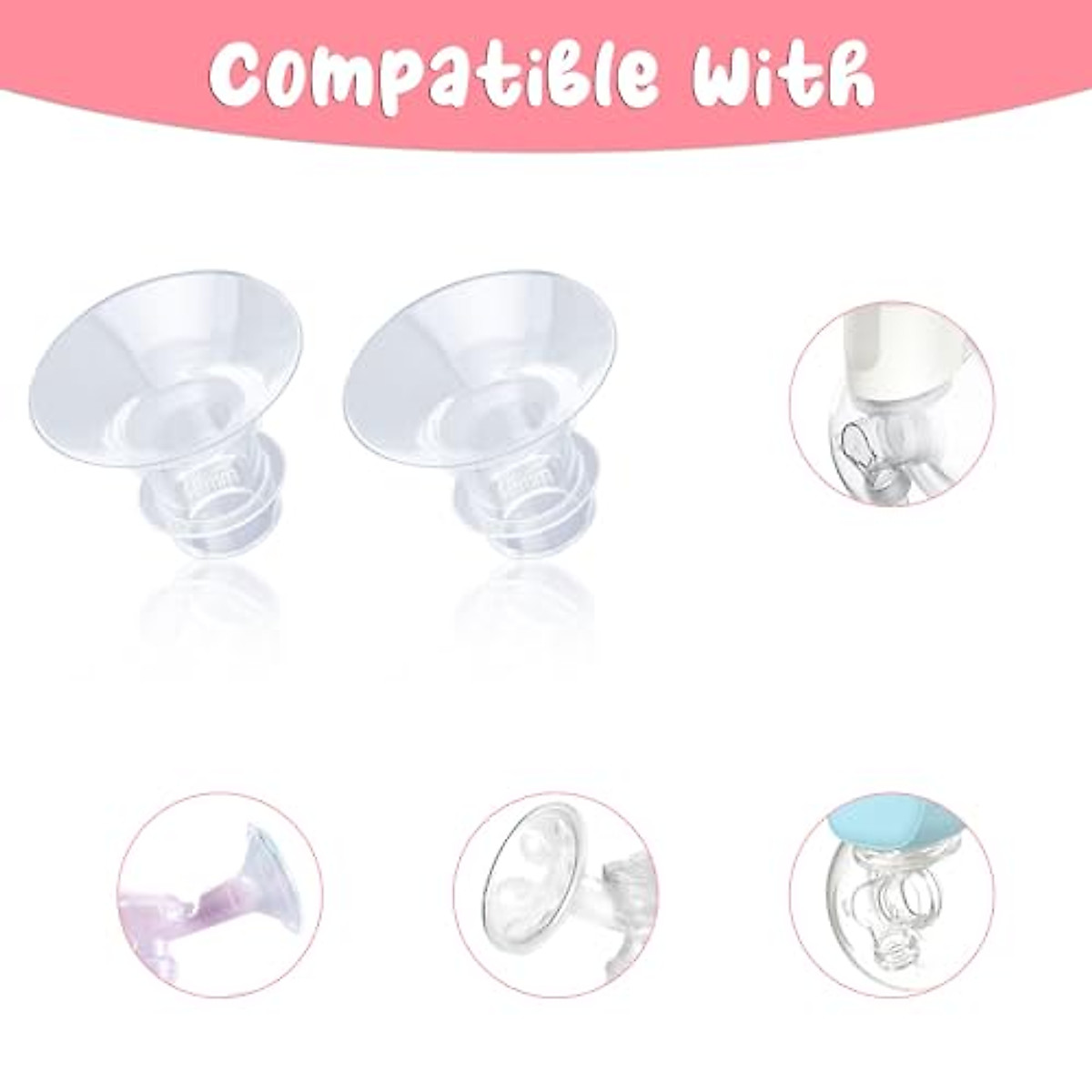 10pcs Breast Pump Flange Insert, 5 Sizes Silicone Flange Insert Replacement with Double-Sided Nipple Ruler for S1/S2/S9/S10/S12 Spectra Flange Breast Pump Guard Shields, Breast Pump Accessories