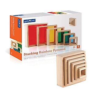 Guidecraft Stacking Rainbow Pyramid: Kids Colorful Learning and Educational Toy