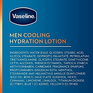 Vaseline Men Cooling Hydration 3-in-1 Face, Hands & Body Lotion for Men for Dry Skin with Menthol & Ultra-Hydrating Lipids 20.3 oz, Pack of 4