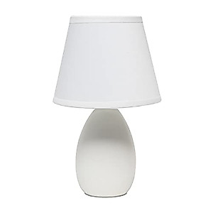 Simple Designs LT2009-OFF Mini Egg Oval Ceramic Table Desk Lamp, Off White , 5.51 x 5.51 x 9.45