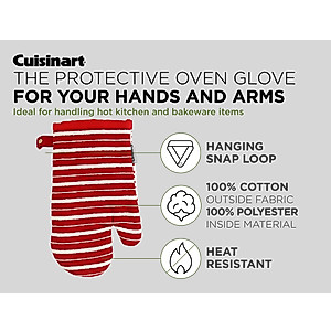 Cuisinart Reversible Print Oven Mitts, 2pk - Heat Resistant Oven Gloves Provide Protection and Safe Insulation to Handle Hot Kitchen Items - Non Slip Oven Mitt Set with Hanging Loop - Salsa Red