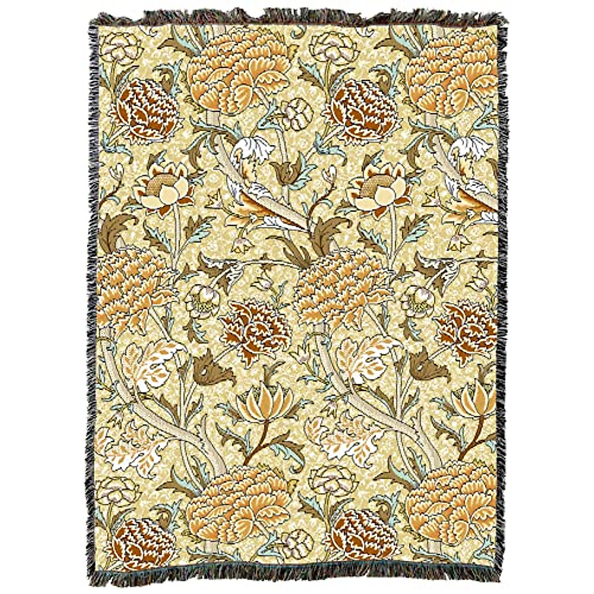 Pure Country Weavers William Morris Cray Butterscotch Blanket - Arts & Crafts - Gift Tapestry Throw Woven from Cotton - Made in The USA (72x54)