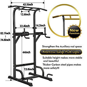 BangTong&Li Power Tower, Pull Up Bar Dip Station/Stand for Home Gym Strength Training Workout Equipment(Newer Version)