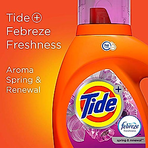 Tide Plus Febreze Freshness HE Turbo Clean Liquid Laundry Detergent, Spring Renewal Scent, 2.72 L (59 Loads) (Packaging May Vary)