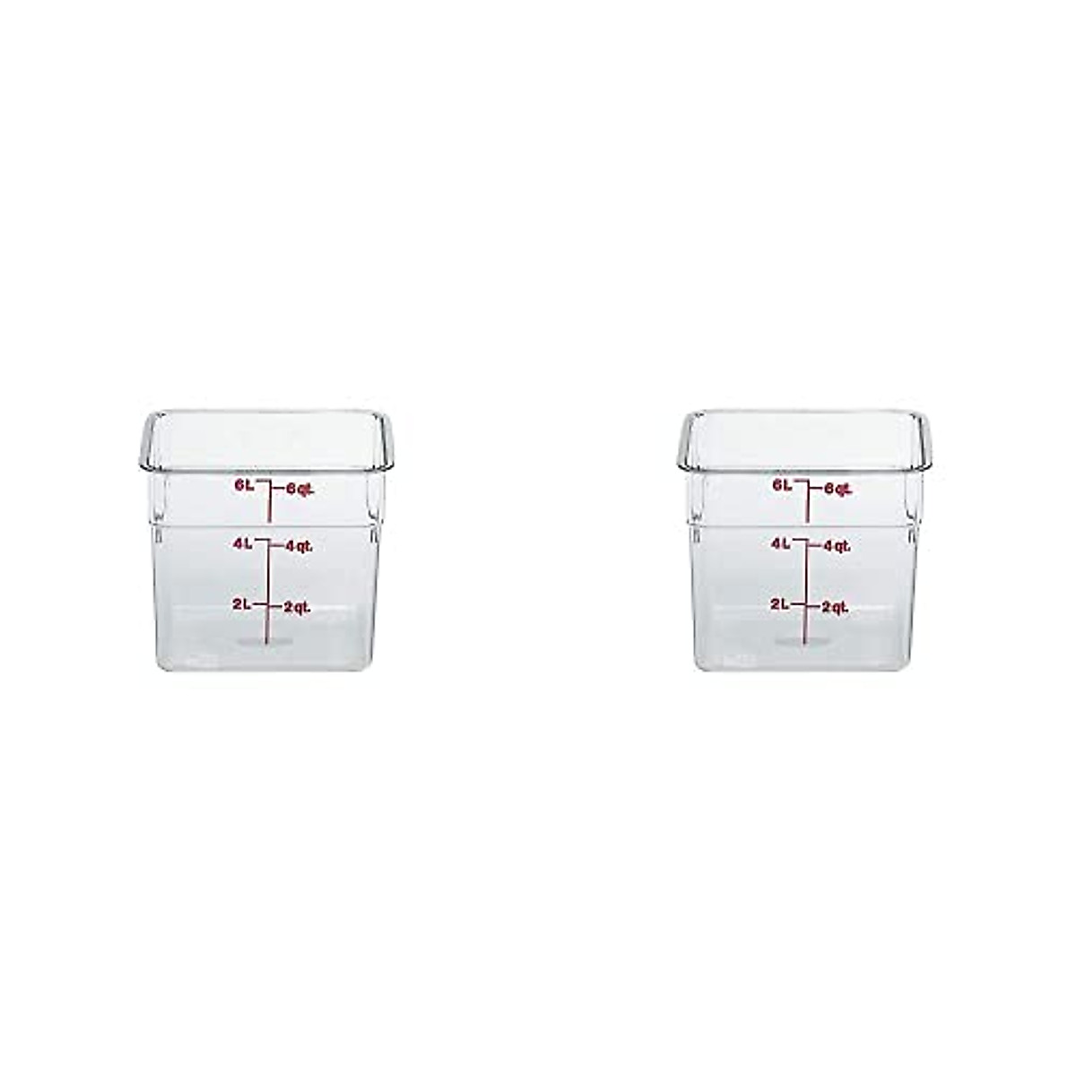 Cambro 6SFSCW135 Camsquare Food Container, 6-Quart, Polycarbonate, Clear, NSF (Pack of 2)