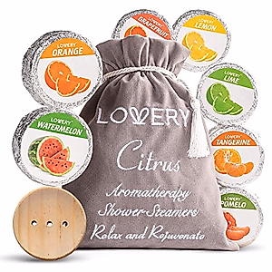 Essential Oil Shower Steamer Set, Vaporizing Shower Tablets with Holder, 7 Shower Bombs in Citrus Flavors, Aromatherapy Shower Steamers, Vapor Steam for Daily Use, Relaxation Gifts for Women