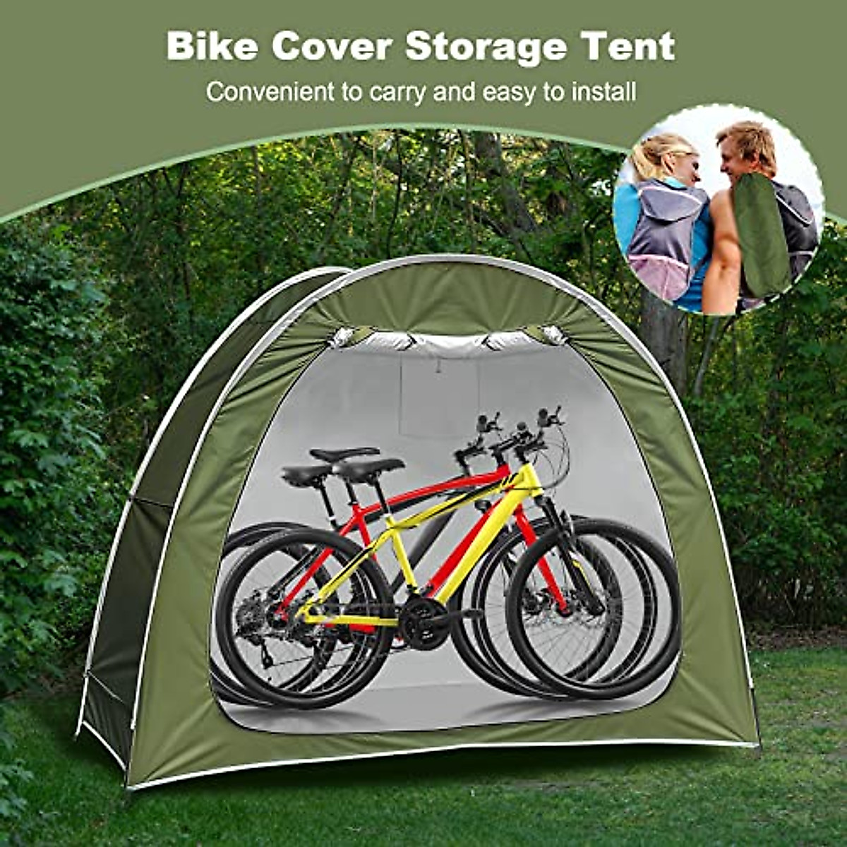 AFLIFLI Outdoor Bike Storage Tent Waterproof, Portable Bicycle Shed 2 Bikes, Upgrade Oxford Fabric for Outside Garden Shelter Pool Cover Tool Sheds Storage, Space Saving