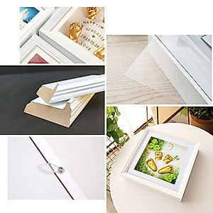 10x10 Shadow Box Frame, 3D Shadow Box Display Case with European Border, Memory Box for Baby Handprint & Footprint DIY Hand Foot Print 3D Plaster, Collages, Collections, Mementos(2-inch Depth, White)