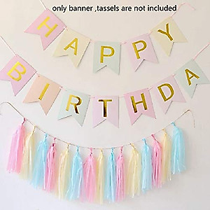 Happy Birthday Banner Girls Party Decorations, Pink&Green&White Girls Birthday Wall Banner, Mint & Pink Banner Garland for Girl Women Birthday Party Decorations Supplies