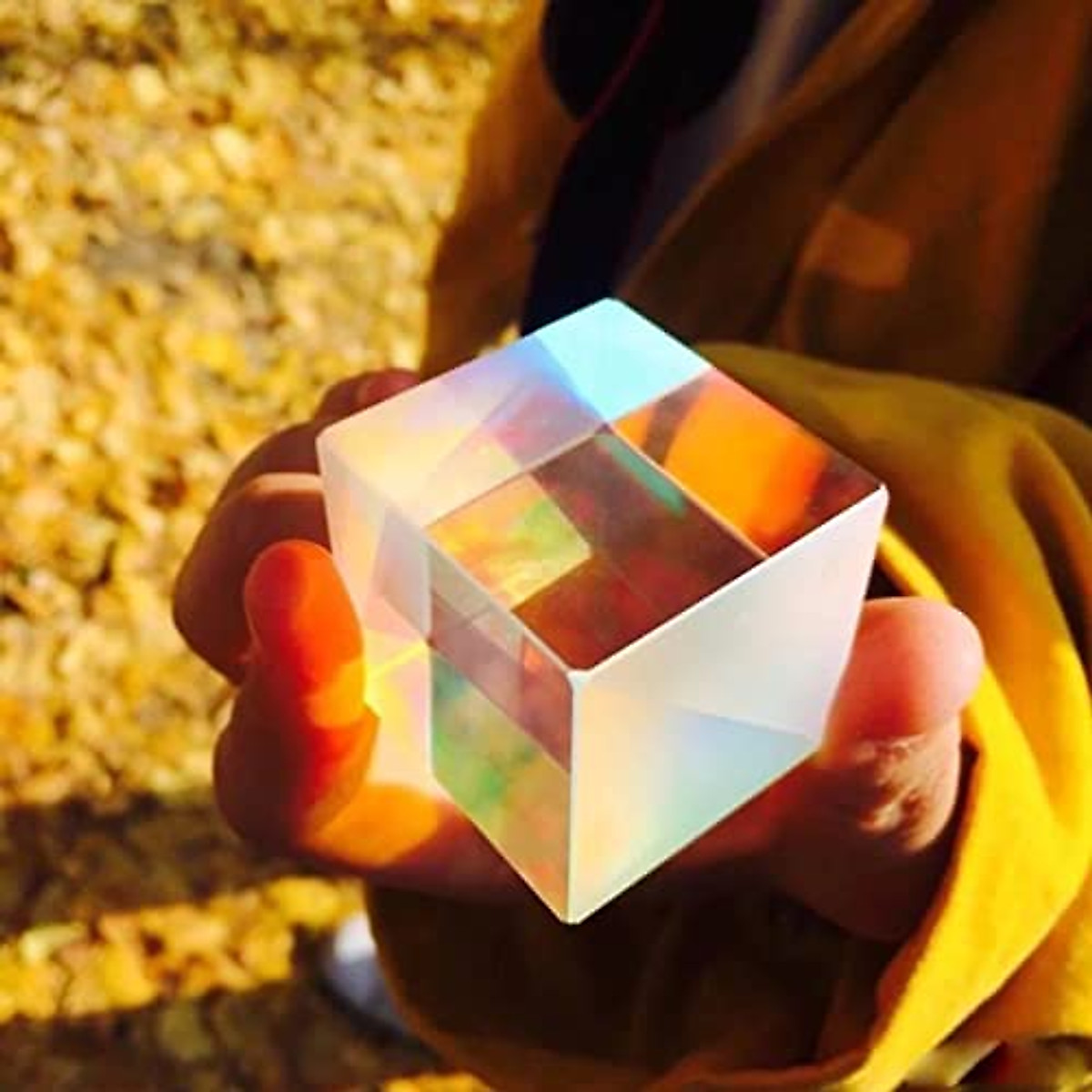 POPETPOP Toys Stained Glass Optical Glass RGB Dispersion Prism, Optic Prism Cube X- Cube Glass Prism Cube for Teaching of Photo Effects, Optics and Decoration Physics Toys Toys