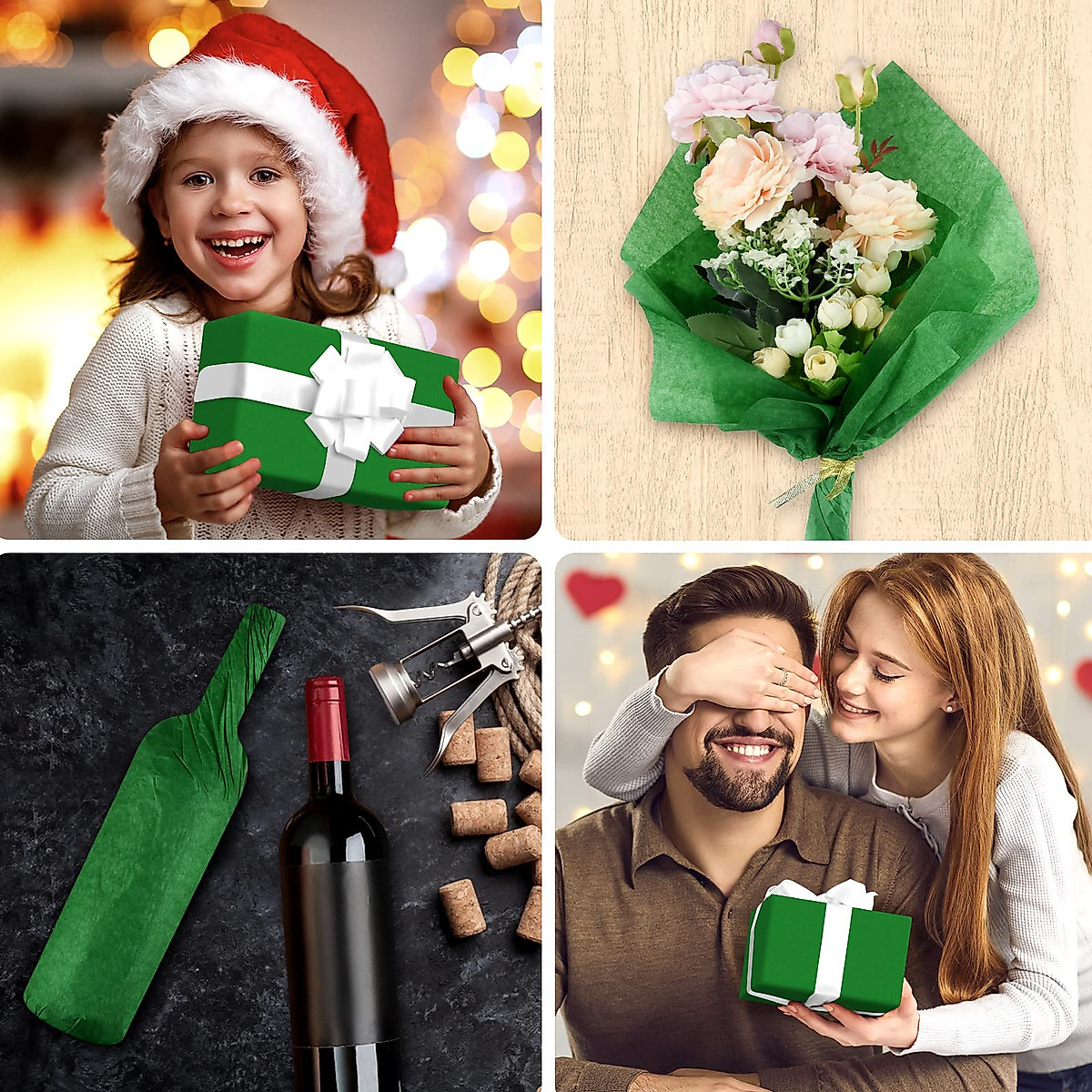 NEBURORA 60 Sheets Green Tissue Paper Bundles 120 Sheets Brown Tissue Paper for Gift Wrap Art Crafts DIY Birthday Father's Day Thanksgiving Christmas Halloween Wedding Decor