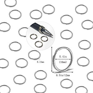 100 Pcs Split Ring, Small Key Rings Bulk Split Keychain Rings DIY Craft Metal Keychain Connector Accessories (12mm)