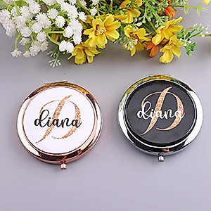 Personalized Compact Mirror for Purse Monogrammed Initial Name Gift for Her Bridesmaid Wedding Party Favors