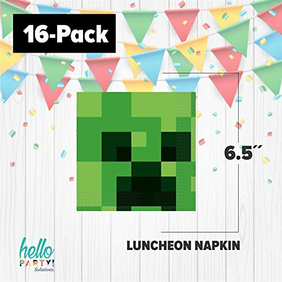 50% OFF! Minecraft Birthday Party Supplies Complete for 16 kids, Big Plates, Napkins, Tablecover, 9oz Cups, Hanger Banner, Balloons - Minecraft Party Birthday Decoration, Minecraft Party Supplies