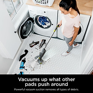Shark VM252 VACMOP Pro Cordless Hard Floor Vacuum Mop with LED Headlights, 4 Disposable Pads & 12 oz. Cleaning Solution, Charcoal Gray