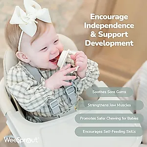 WeeSprout Silicone Baby Food Feeders + Freezer Tray for Batch Prep, Set of 2, Introduce New Foods Safely, Double as Teething Toys, Includes 2 Extra Pouches & Travel Lids, Dishwasher Safe