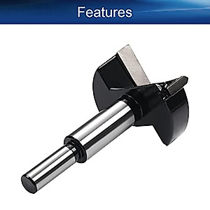 Auniwaig Forstner Drill Bits, 54mm Dia Wood Hole Saw, Auger Opener Cemented Carbide, 90mm Length Woodworking Hinge Hole Drilling Boring Bit Cutter, Straight Shank, Black, 1 Pcs