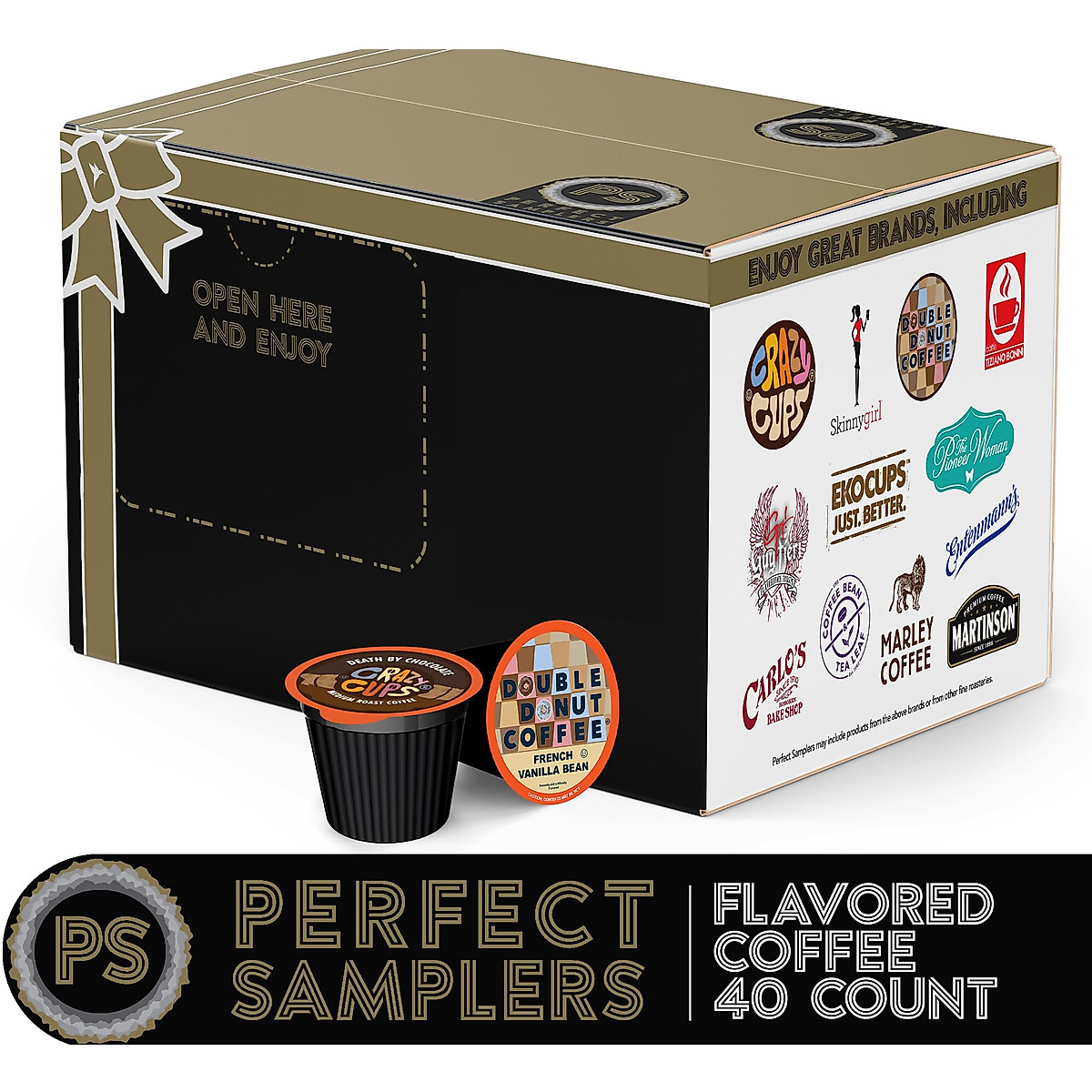 Crazy Cups Flavored Coffee Pods Variety Pack for Keurig K Cups Brewers, Assorted Flavored Coffee Sampler, 40 Count