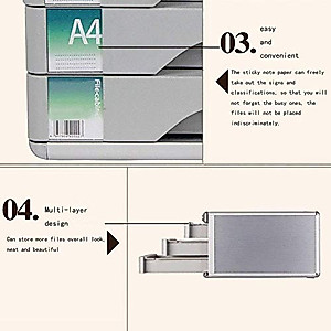 SHABOZ File Cabinets Flat Mobile 3 Drawer Lockable Data File Storage Cabinet - Aluminum Alloy - Gray 30x36x20.5cm Home Office Furniture