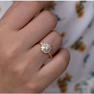 Awmnjtmgpw 18K Gold Cubic Zircon Ring Personalized Full Diamond Engagement Ring Women's Jewelry Size 6-10 (Size 9)