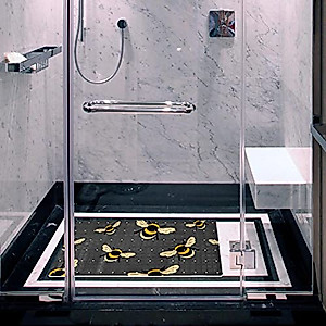 Non-Slip Bathtub Mats Cute Bumble Bee on Grey Background Prints Soft Bath Tub Bathroom Shower Mat for Baby and Adults, Machine Washable