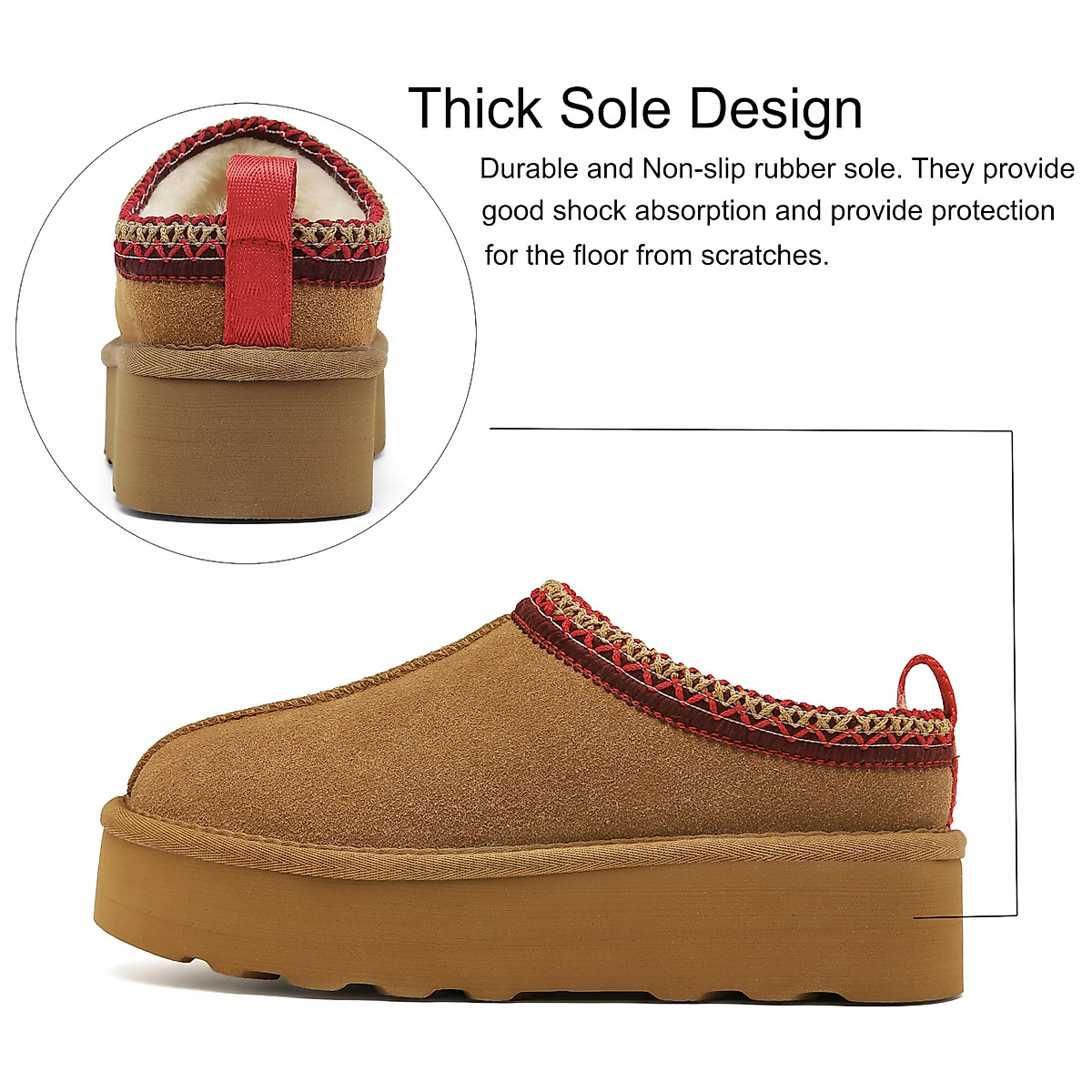 SMajong Women Winter Snow Boots Thickened Flat Boots Fur Lined Warm Durable Shoes Home Slippers Casual Shoes Brown 8.5 US (sole size 40)