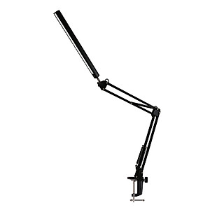 Desk Lamp,12W Eye-Caring Metal Swing Arm Desk Lamp with Clamp, 20 Brightness Dimmable Clamp Desk Light with Memory Function, 360 Degree Spin Architect Table Desk Lamps for Dorms, Studios Reading