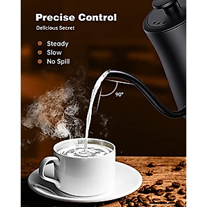 Ulalov Gooseneck Electric Kettle 1.0L with Temperature Control,Ultra Fast Boiling Hot Water Kettle for Pour-Over Coffee/Tea,100% Stainless Steel, 5 Variable Presets, 12H Keep Warm,Leak-Proof, 1200W