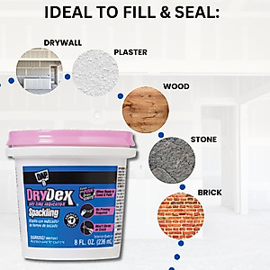 Drywall Repair Kit- Bundle with DAP Drydex Spackling Pink-Sanding Block, Putty Knives, Handy Dandy Guide- Spackle Wall Repair Kit- Nail Hole Filler for Walls-Drywall Patch Kit