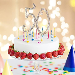 Toddmomy 50 Gold 50th Anniversary Bling Rhinestone 50th Birthday Crystal Cake Decoration