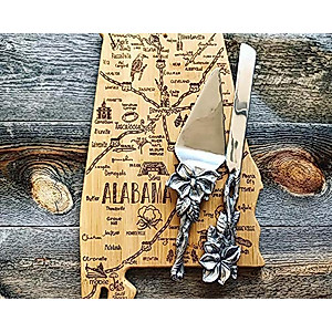 Arthur Court Designs Aluminum Magnolia Flower Cake Serving Knife and Pie Server Set Pair - Perfect for Spring Wedding Gift Knife 13 inch Server 11 inch Long