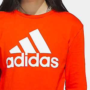 adidas Amplifier Long Sleeve Badge of Sport Tee Women's, Orange, Size M