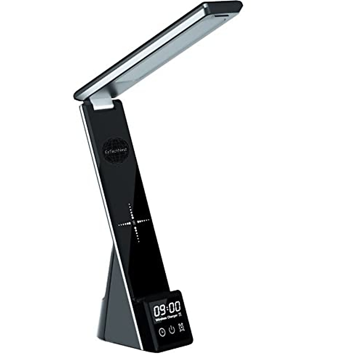 EzTechNest Desk Lamp – 3-in-1 Led Lamp with Built-in Wireless Phone Charger – Smart Desk Lamps for Home Office with Clock and Alarm Display – Dimmable Desk Lamp with Foldable Design