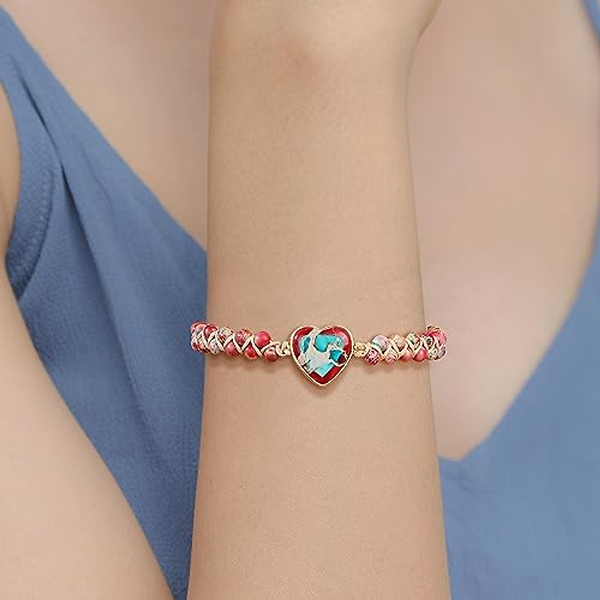 Sisters Gifts from Sister Jasper Heart Bracelet for Sisters Unique Sister Birthday Gift Ideas Christmas Friendship Gifts for Sisters from Sisters Handmade Beaded Bracelets Sister Gifts for Women