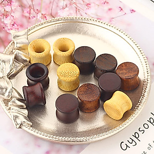 12pcs Wooden Gauges For Ear Nature Wood Tunnels Earrings Plugs Vintage Body Piercings Saddle Stretchers Set 2G-20mm