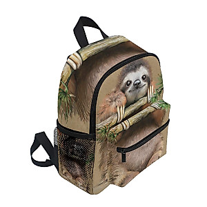 Sloth Backpacks for Boys Girls Kids Mini School Bag Retro Cute Sloth Tropical Palm Leaves Waterproof Cute Bookbags Preschool Supplies School Bags for Kindergarten