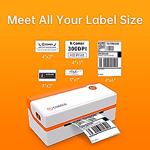 K COMER Thermal Label Printer 4x6 Shipping Label Printer for Small Business & Shipping Package 203dpi 150mm/s for Amazon, Ebay, Shopify, Etsy, UPS, USPS, FedEx, DHL