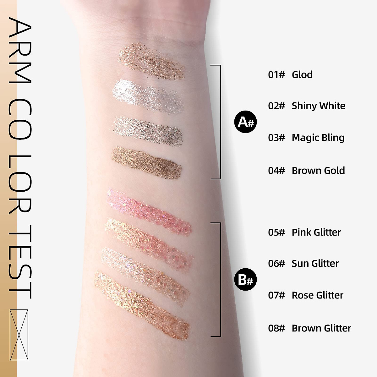 LAMUSELAND 4 Colors Liquid Glitter Eyeliner, Metallic Shimmer Diamond Mermaid Eyeshadow, Waterproof Long Lasting Sparkling Eye Liner Makeup Colorful Set for Women Girls (A)