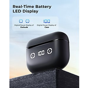 havit Wireless Earbuds Noise Cancelling, Bluetooth 5.4 Headphones with 4 ENC Noise Cancelling Mic, 40H Playtime, in-Ear Bluetooth Ear Buds 7 Preset EQs via App LED Display