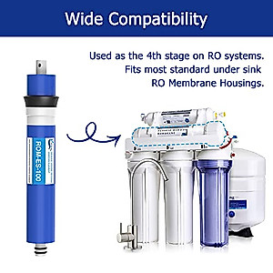 Vegebe 100 GPD RO Membrane Filter 12"x1.8" Reverse Osmosis Membrane Element Replacement Fits Under Sink RO Drinking Water Filter Filtration Purifier System, 1 Pack